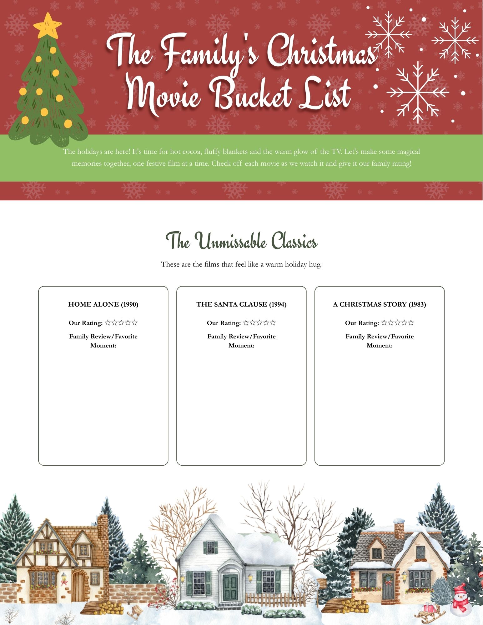 Holiday Movie Night Printables – Garden Chick